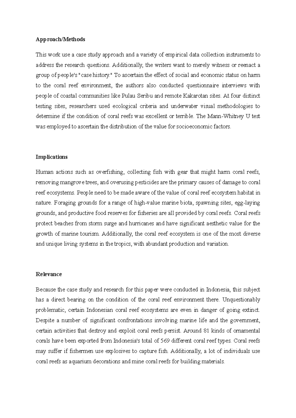 Summary Compilation 1 and 2 - Approach/Methods This work use a case ...