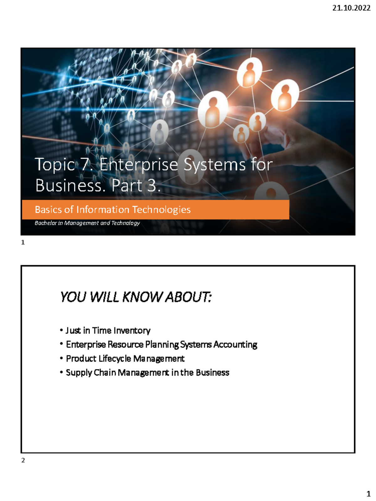 Topic 7 Enterprise Systems for Business Part3 - Topic 7. Enterprise ...