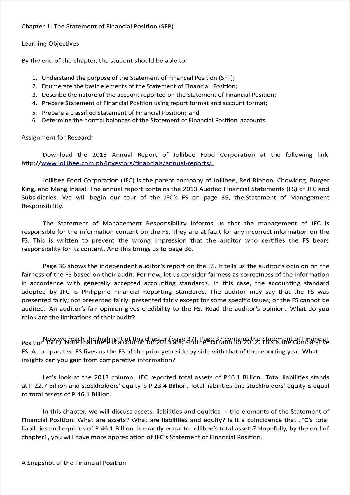 Pdf statement of financial position - Chapter 1: The Statement of ...