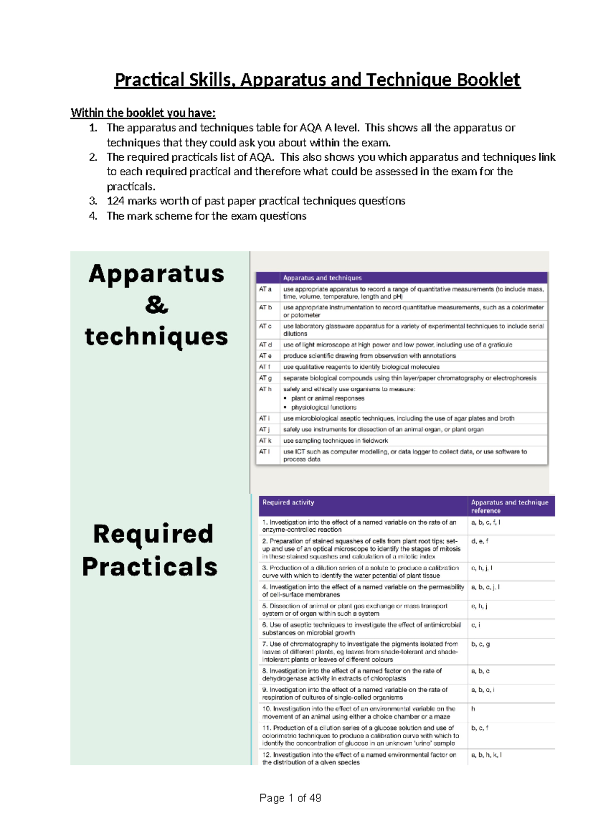 Practical Techniques Booklet qm1hek - Practical Skills, Apparatus and ...