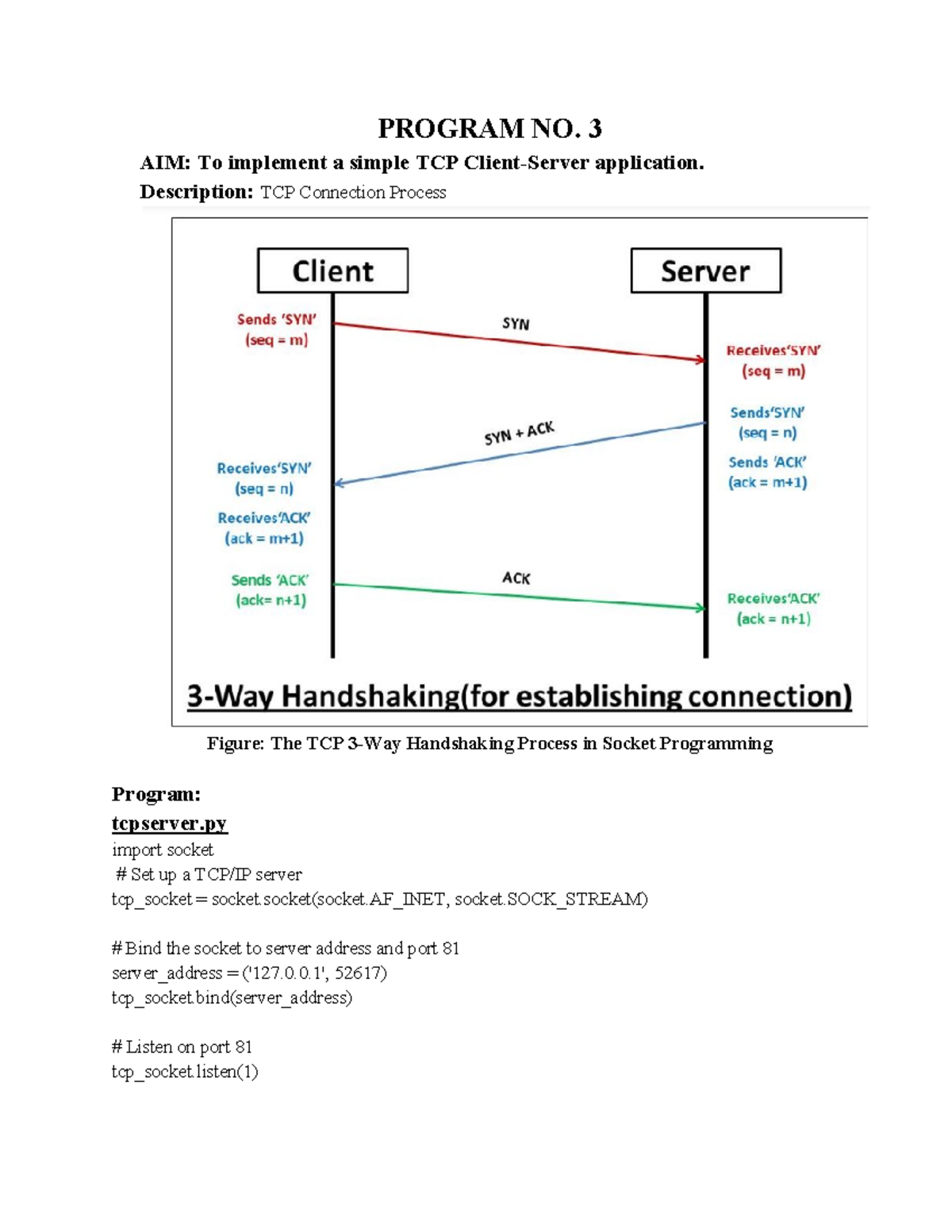 Cn Exp 3 Cn Exp 3 Program No 3 Aim To Implement A Simple Tcp Client Server Application