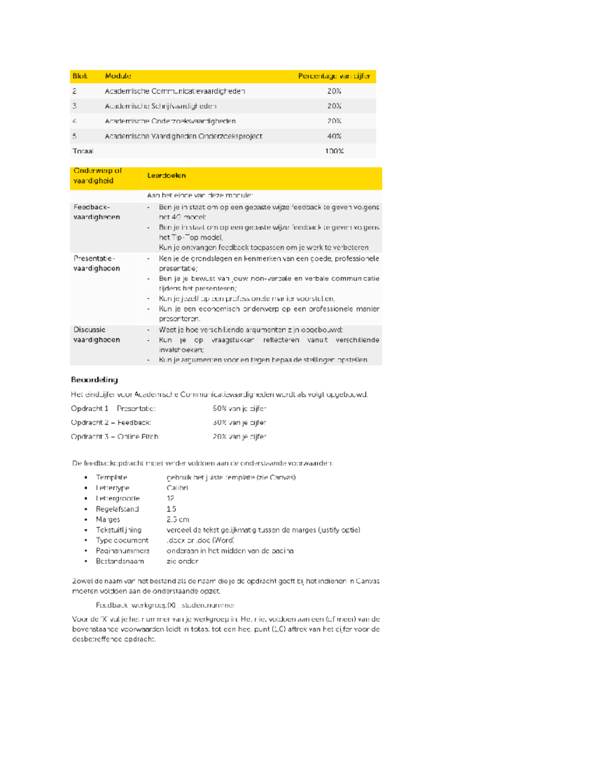 overzicht van presentatie voor communicatie vaardigheden - Academische ...
