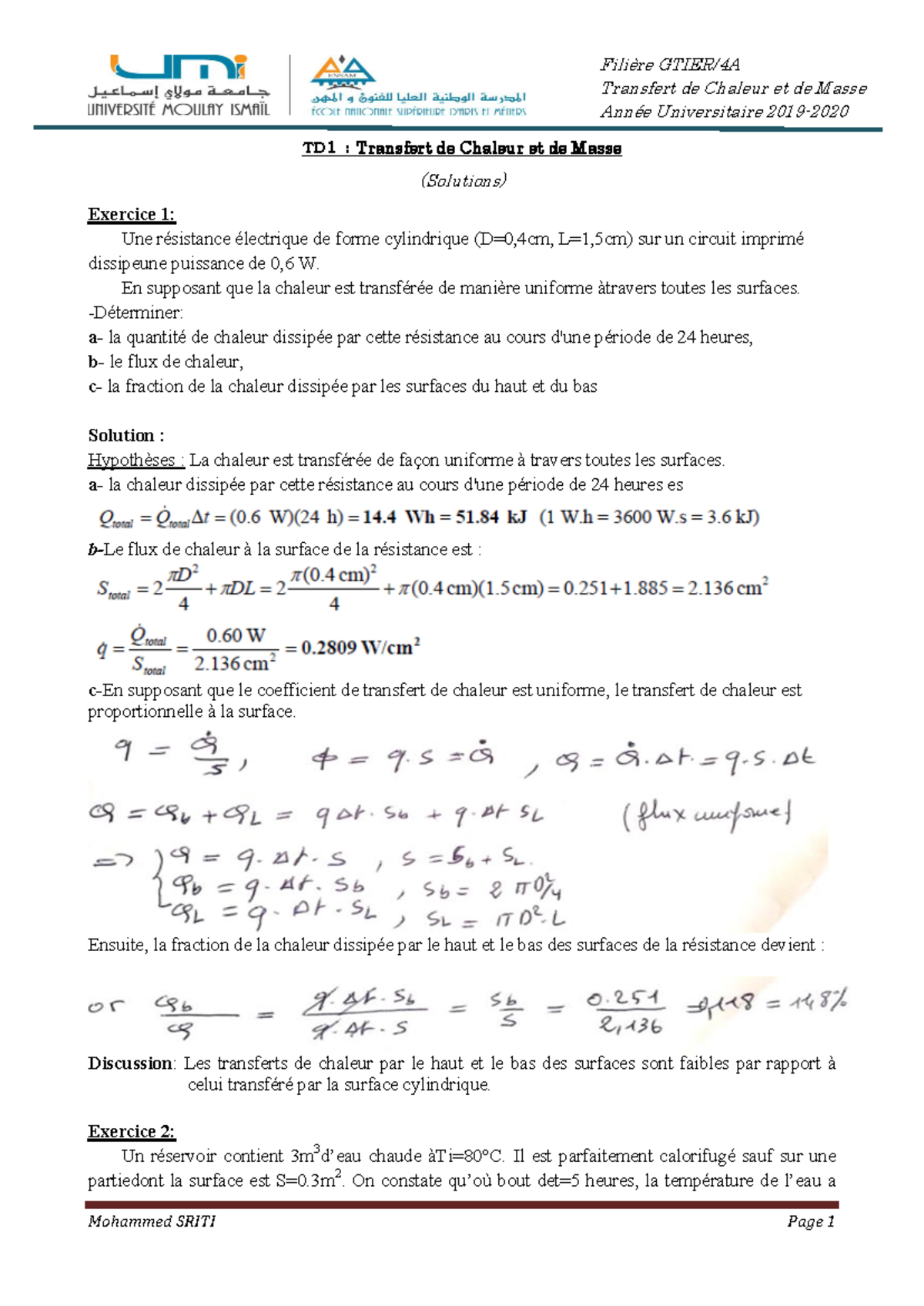 Ilide - Hbbbb - Transfert de Chaleur et de Masse Année Universitaire ...