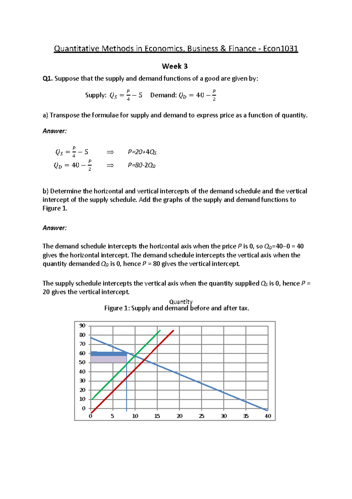Week 3 - Tutorial Answers - Quantitative Methods in Economics, Business ...