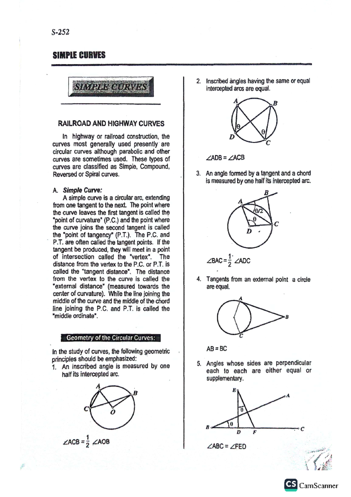 Simple-curve - Simple Curves Lecture - SIMPLE CURVES 2. Inscribed ángles having the same or ...