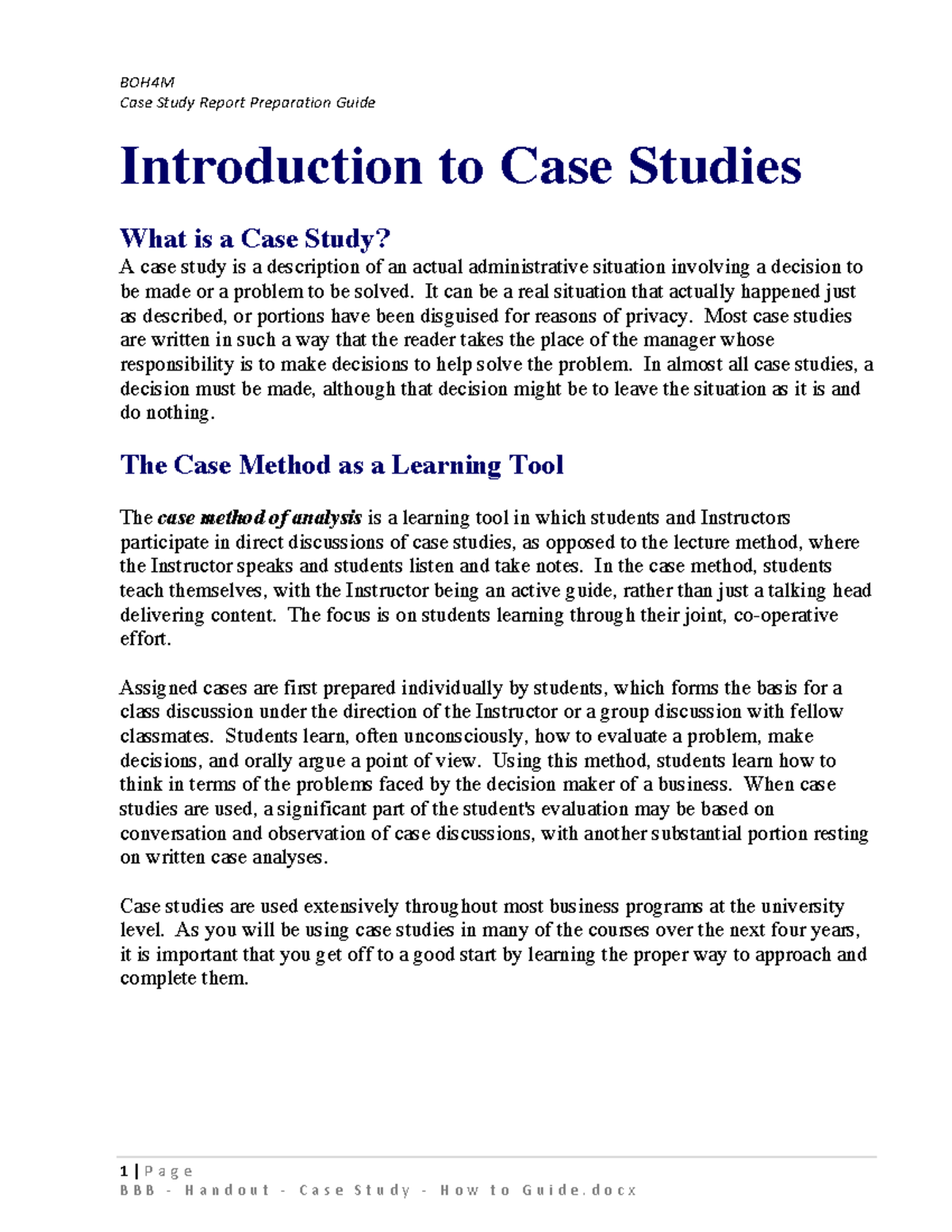 BBB - Handout - Case Study - How to Guide - Case Study Report ...