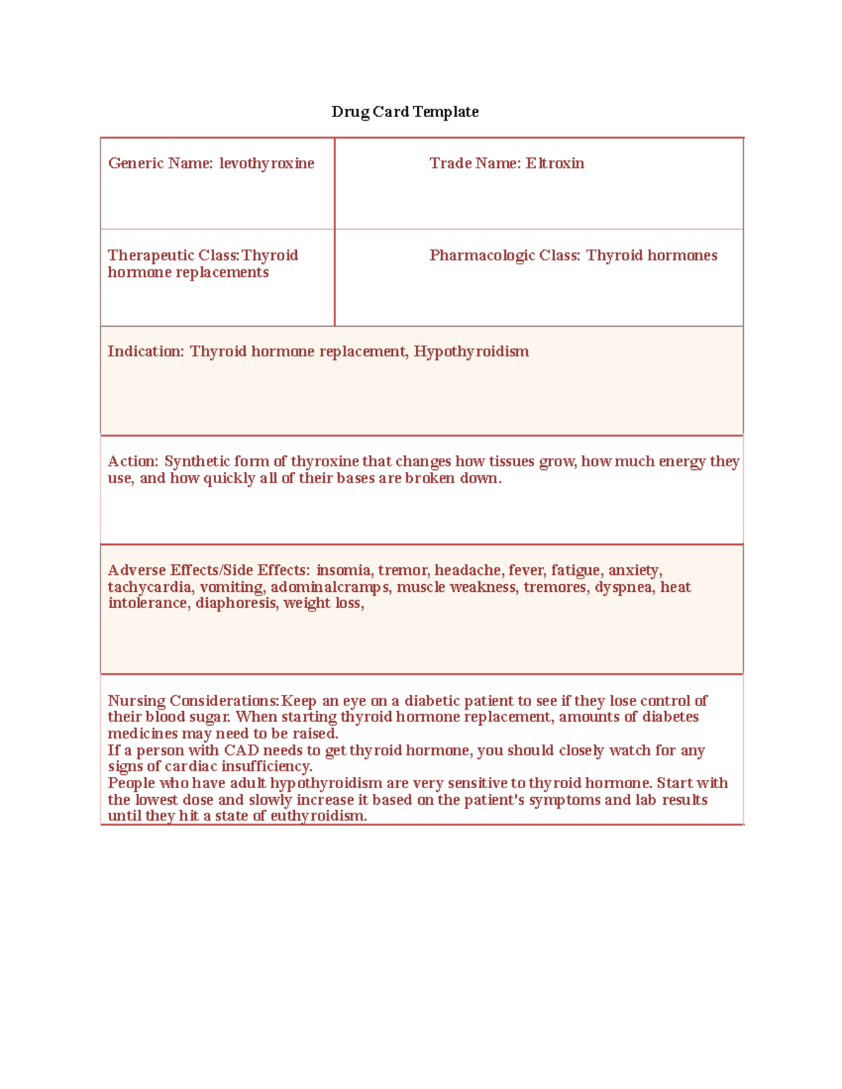 Levothyroxine - drug cards - Drug Card Template Generic Name ...