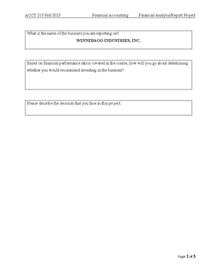 Financial Analysis Project Form - What is the name of the business you ...