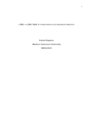LPA Task 1 - LPA TAsk 1 - Language Acquisition Theory Western Governors ...
