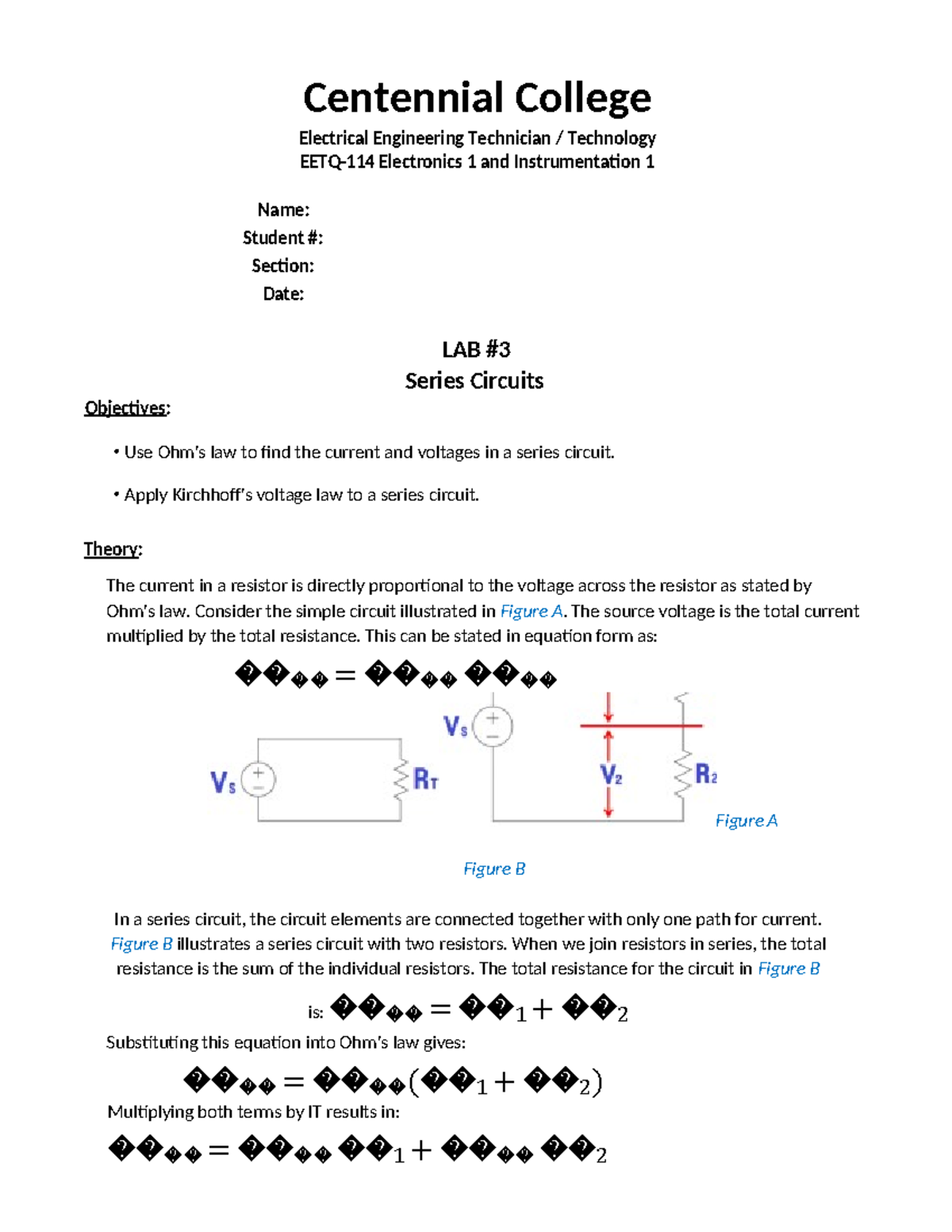 EETQ 114 Lab 3 - lab 3 - Centennial College Electrical Engineering Technician / Technology EETQ ...