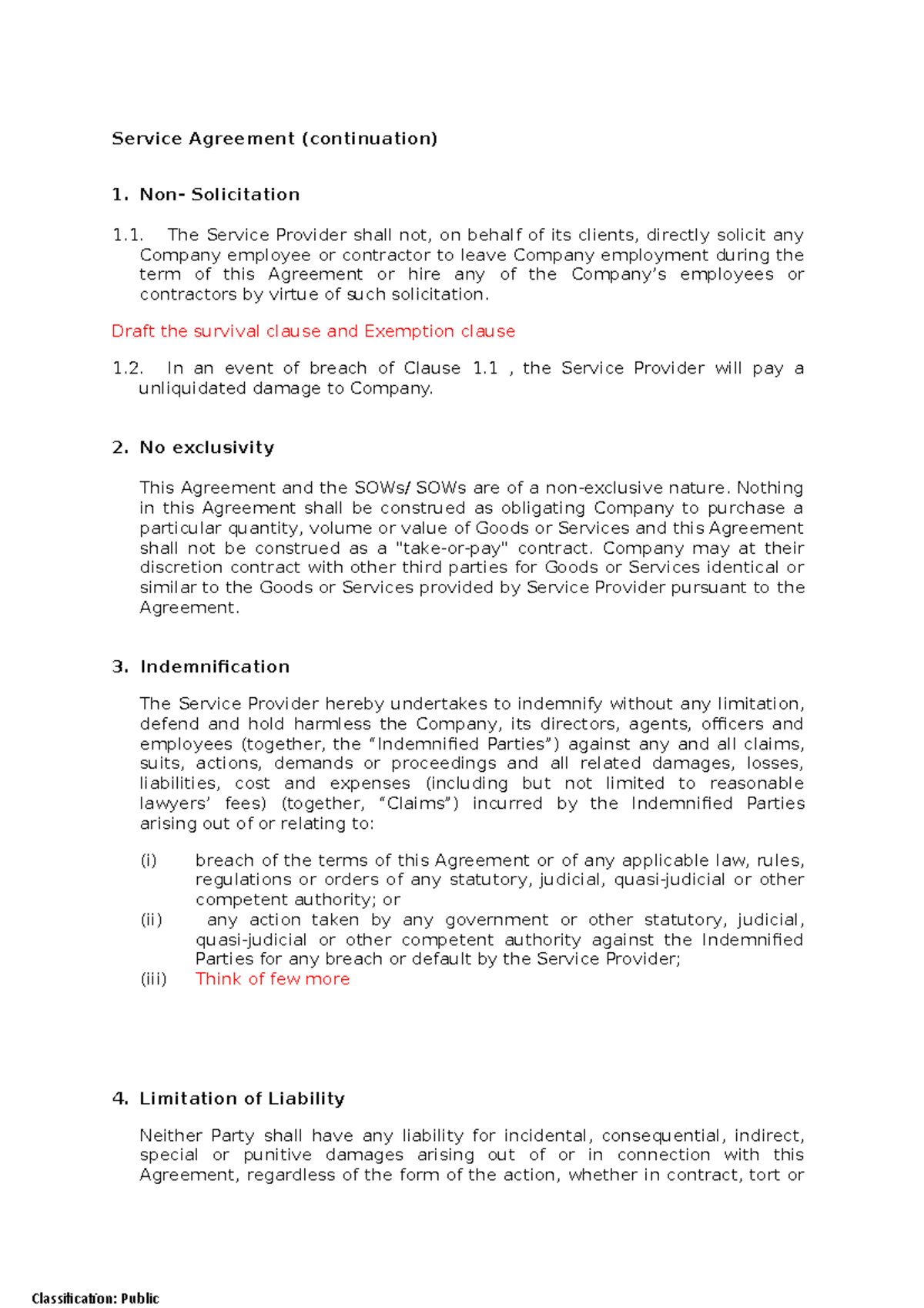 Service Agreement- Session 2 - Service Agreement (continuation) 1. Non ...