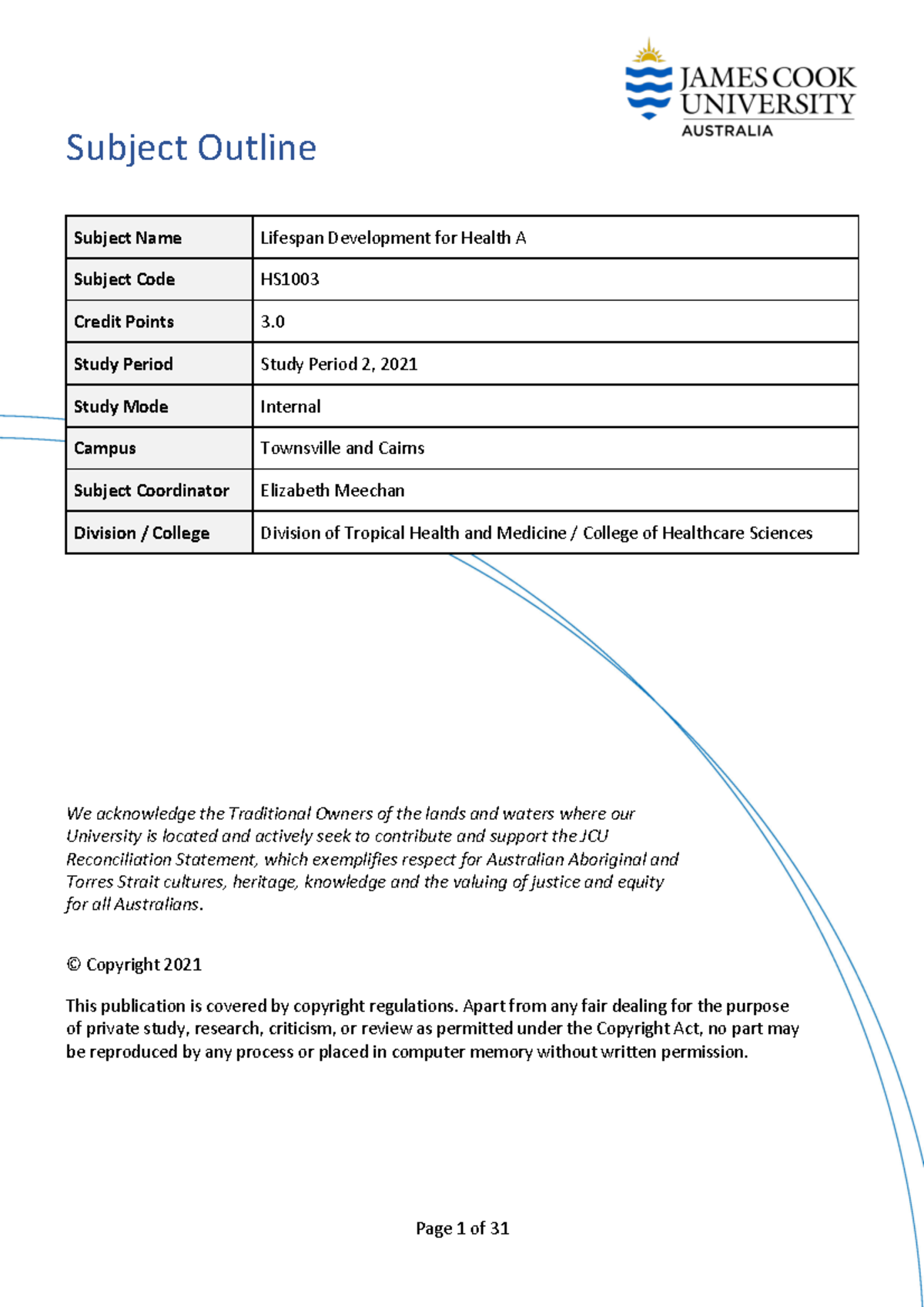 Subject Outline Coordination for university - Subject Outline Subject ...