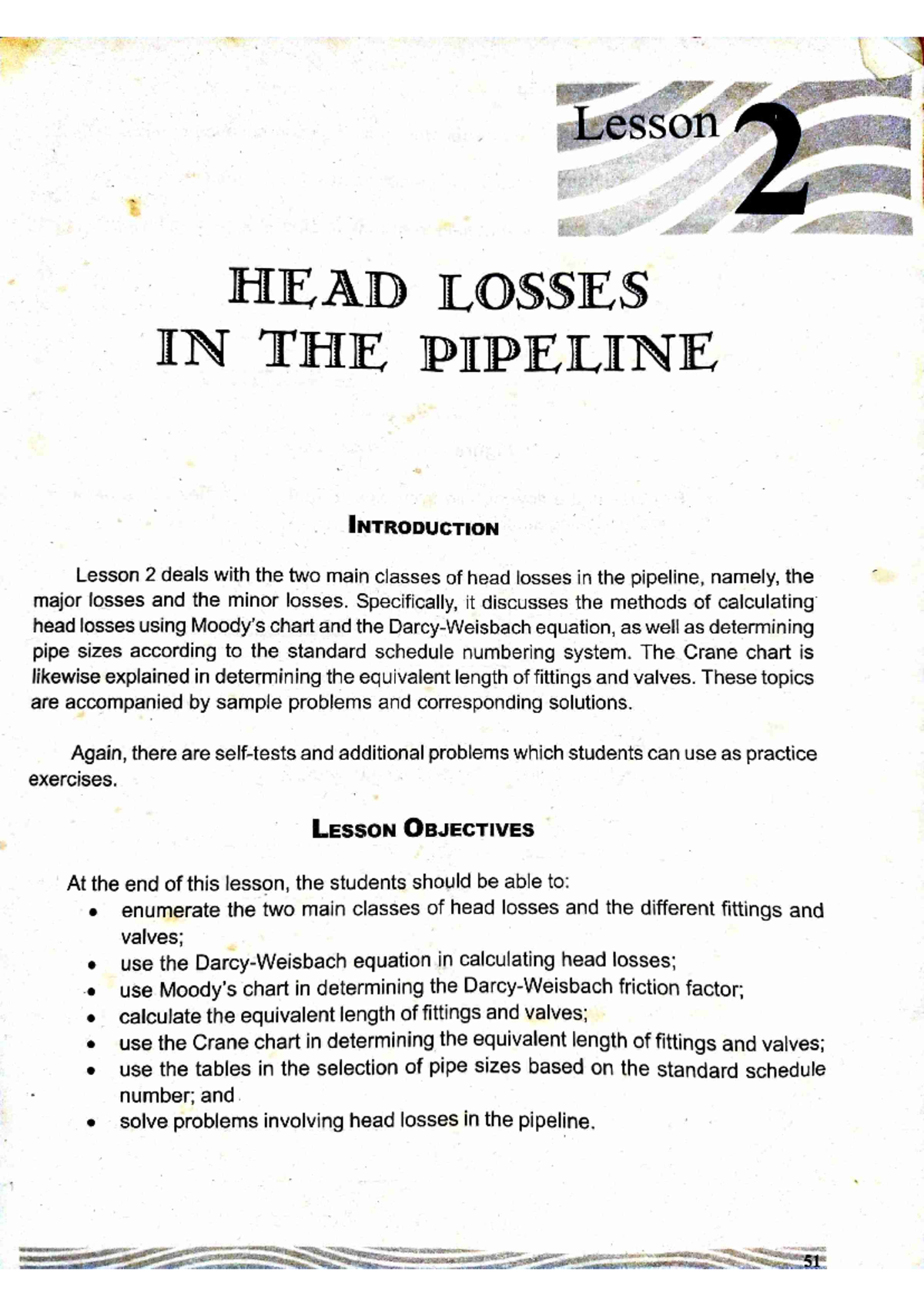 3. Lesson 2 (Head Losses in the Pipeline) - Lesson HEAD LOSSES IN THE ...