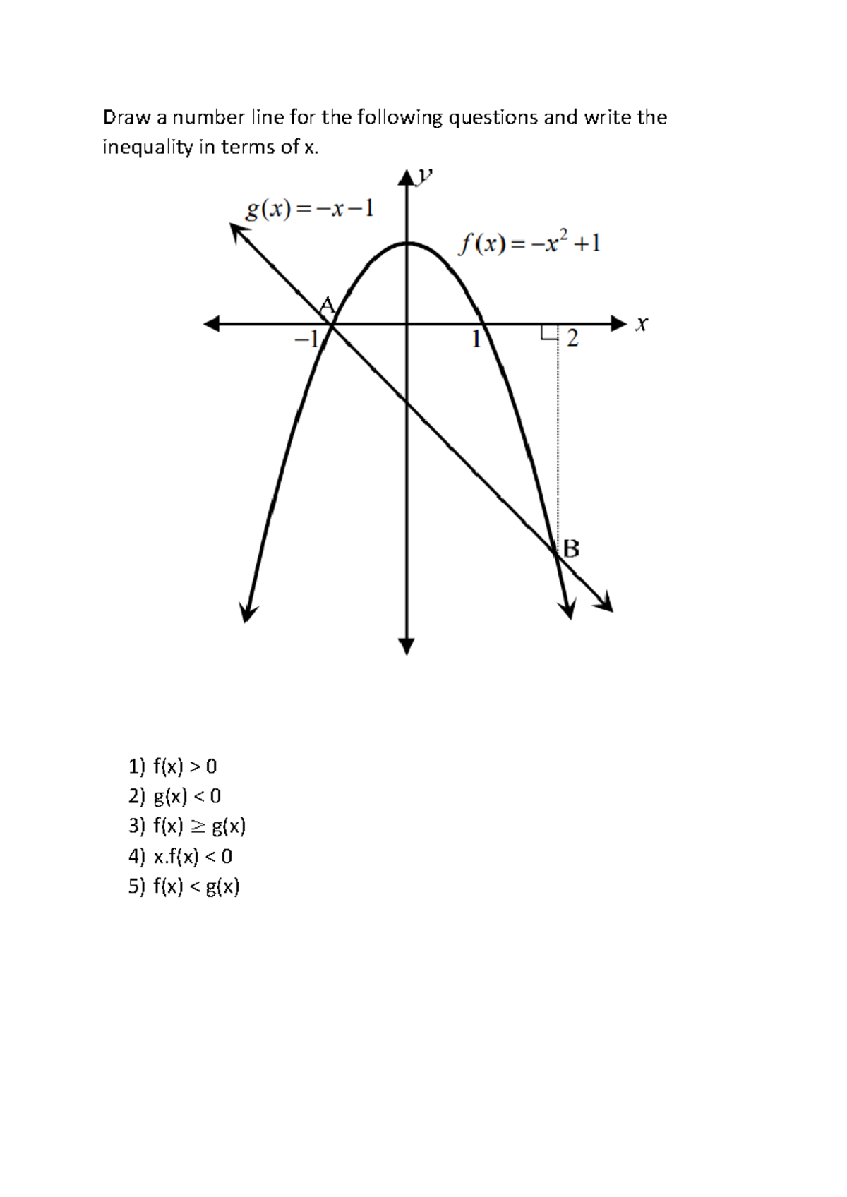 Inequality worksheet - Education - Draw a number line for the following ...