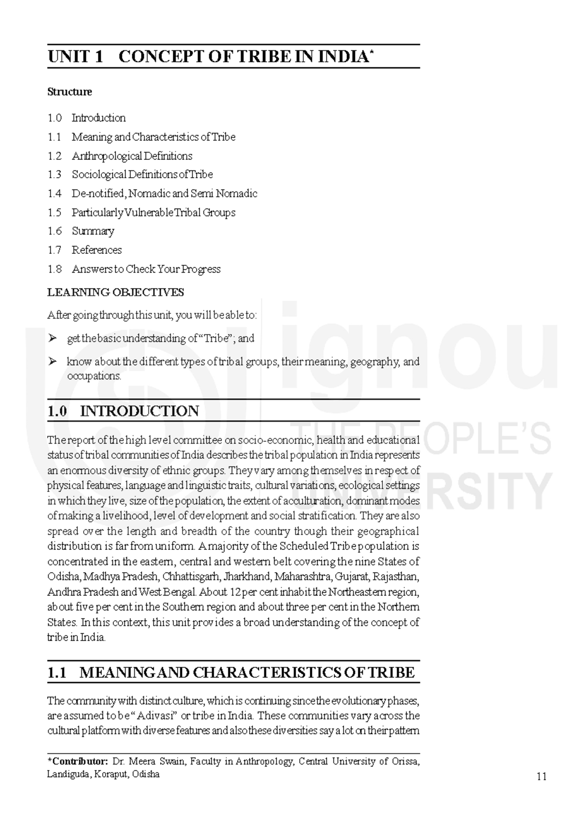 Sociology - Concept of Tribe in India* UNIT 1 CONCEPT OF TRIBE IN INDIA ...