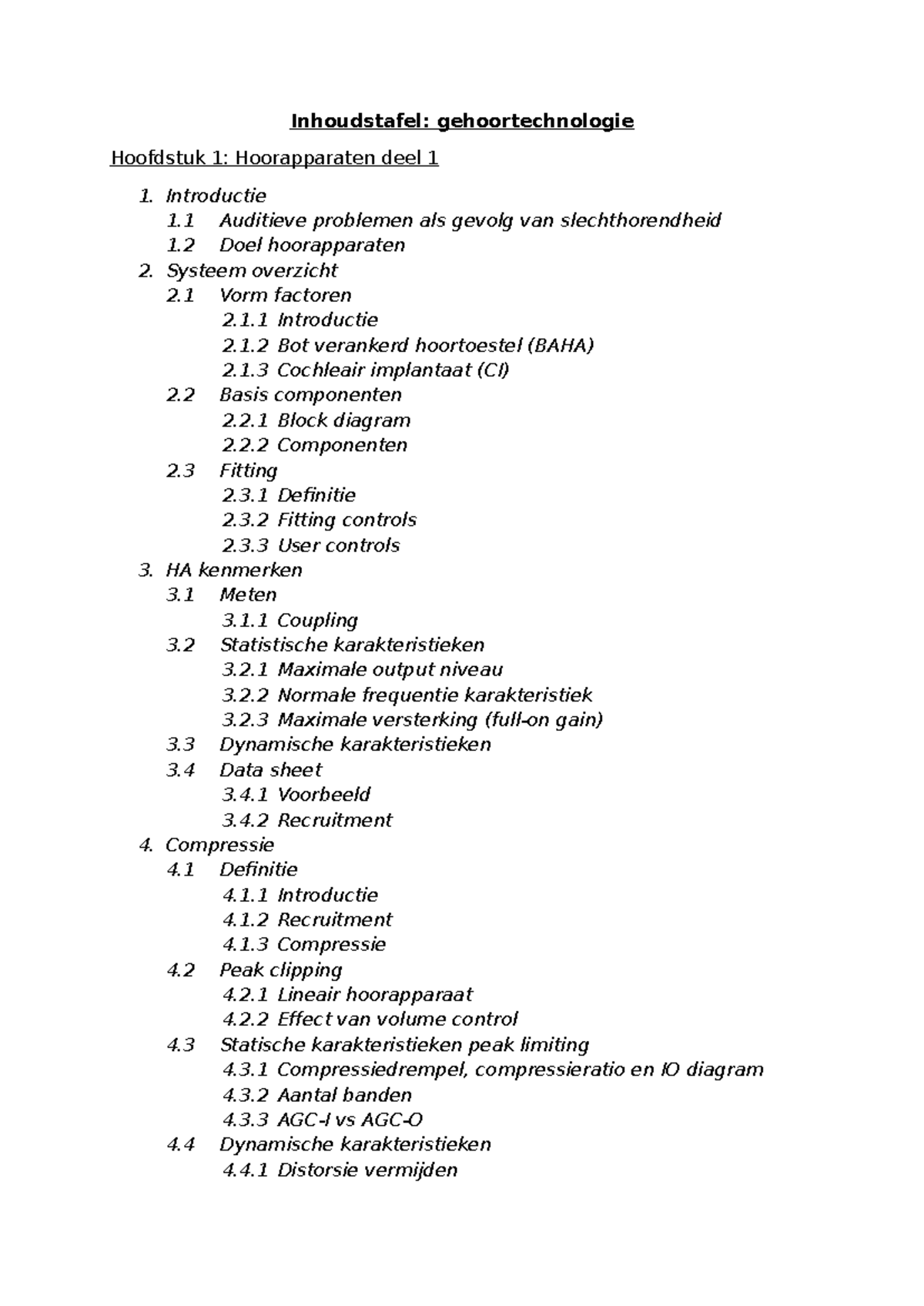 Inhoudstafel gehoortechonologie - Inhoudstafel: gehoortechnologie ...