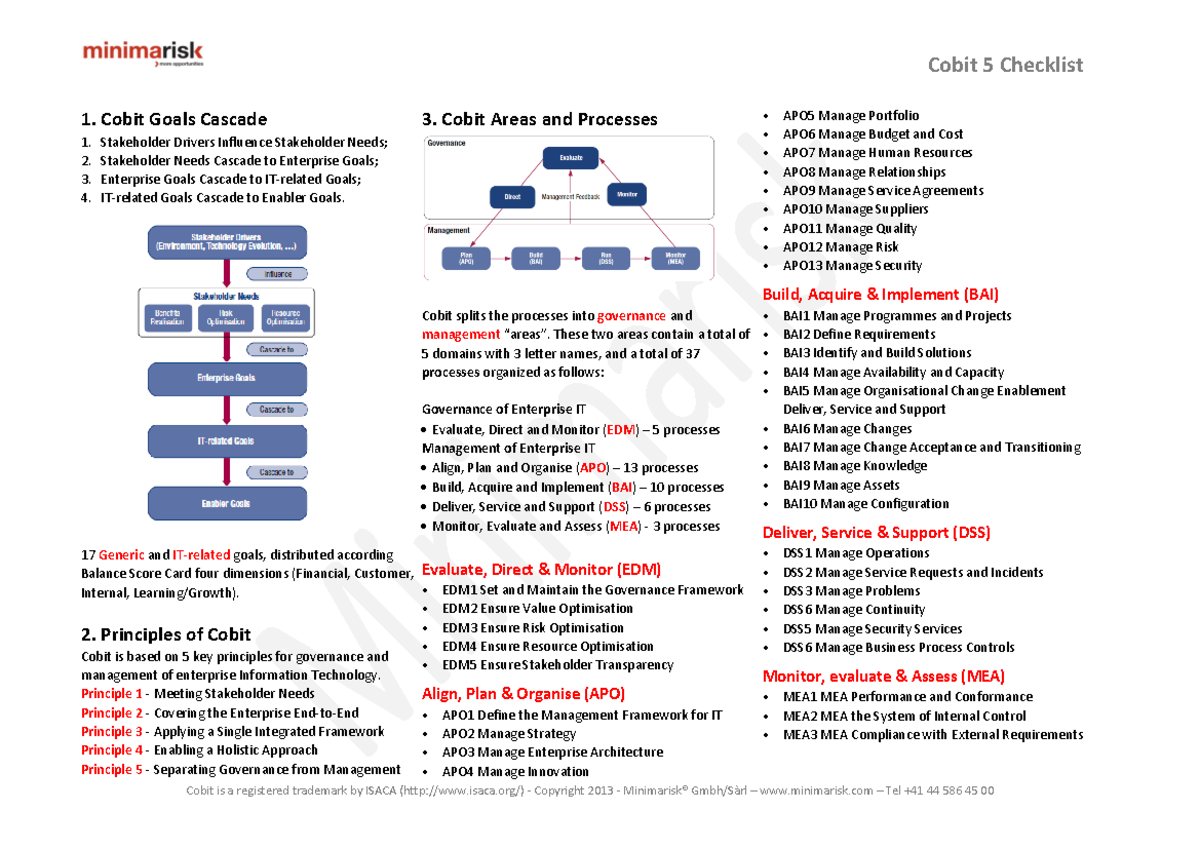 Cobit 5 Checklist - seguridad de sistemas - Cobit 5 Checklist Cobit is ...