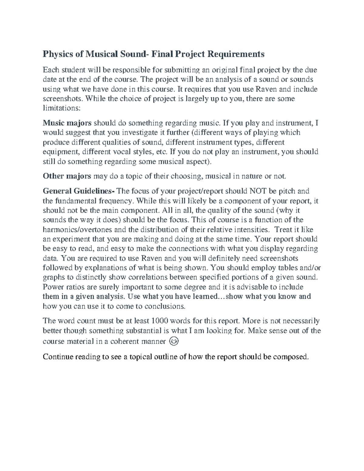 Physics of Musical Sound- Final Project Info - Physics of Musical Sound ...