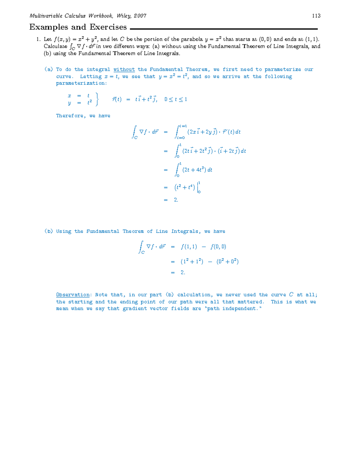 Multivariable Calculus Workbook, Wiley, 2007 pg 113 - Calculate R C rf ...