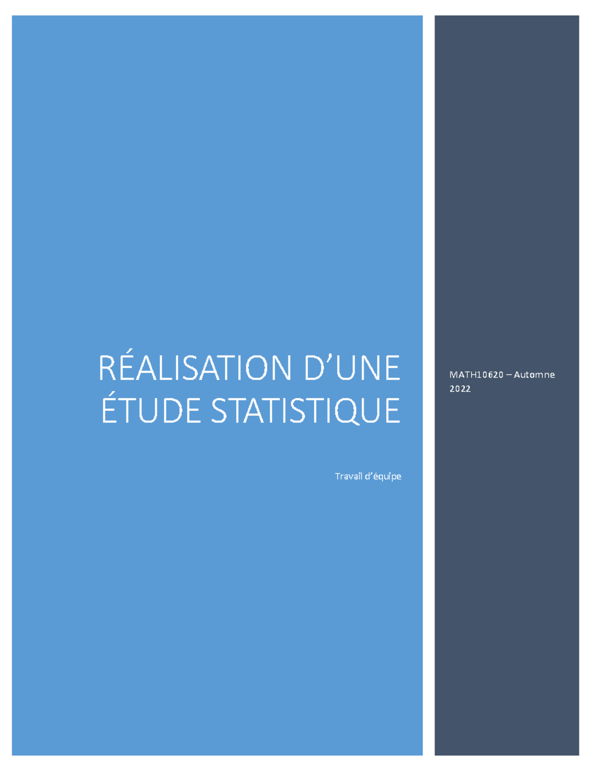 Projet de statistique A2022 - RÉALISATION D’UNE ÉTUDE STATISTIQUE ...