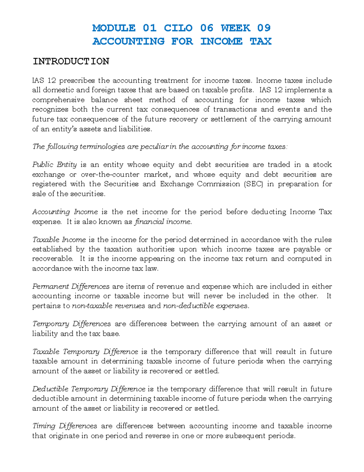 (08) M01 WK09 Accounting for Income Tax - ACCOUNTING FOR INCOME TAX ...