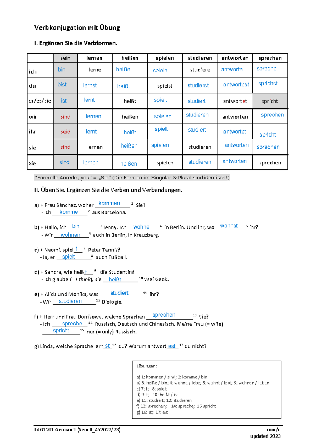 Week 3 Verb Conjugation Practice - LAG1201 German 1 (Sem II_AY2022/23 ...