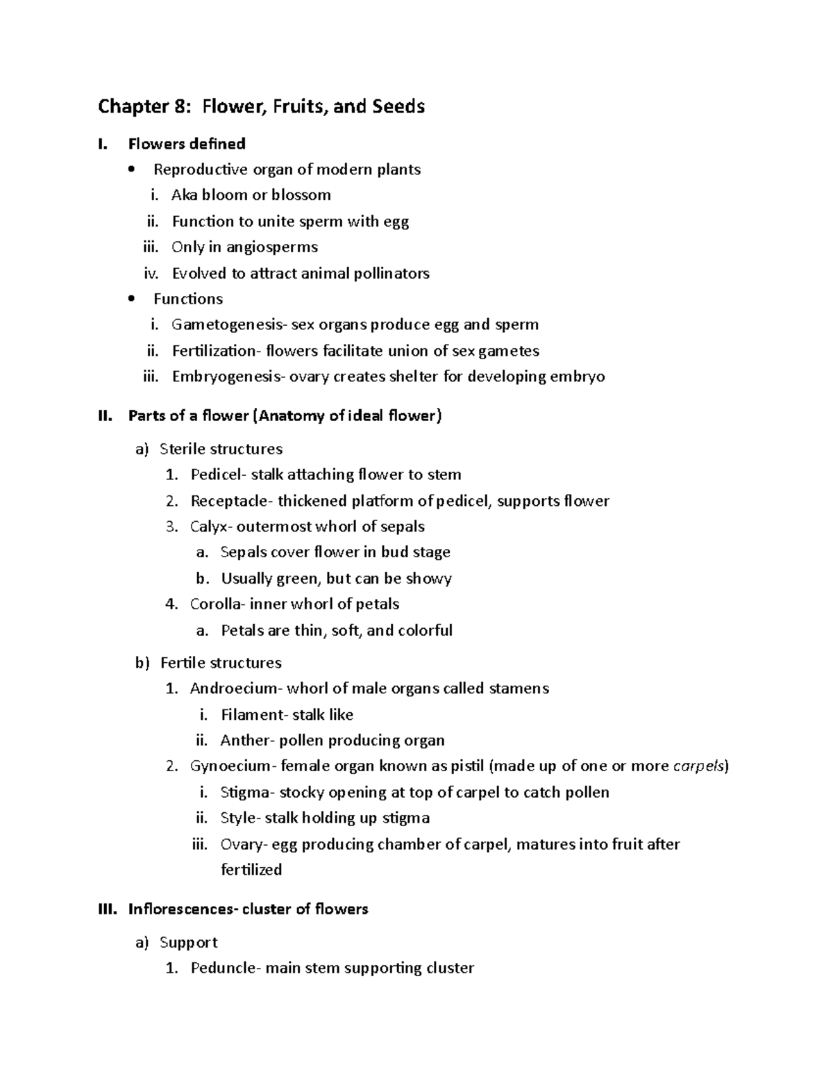Chapter 8 Flowers and Fruits Notes - Chapter 8: Flower, Fruits, and ...