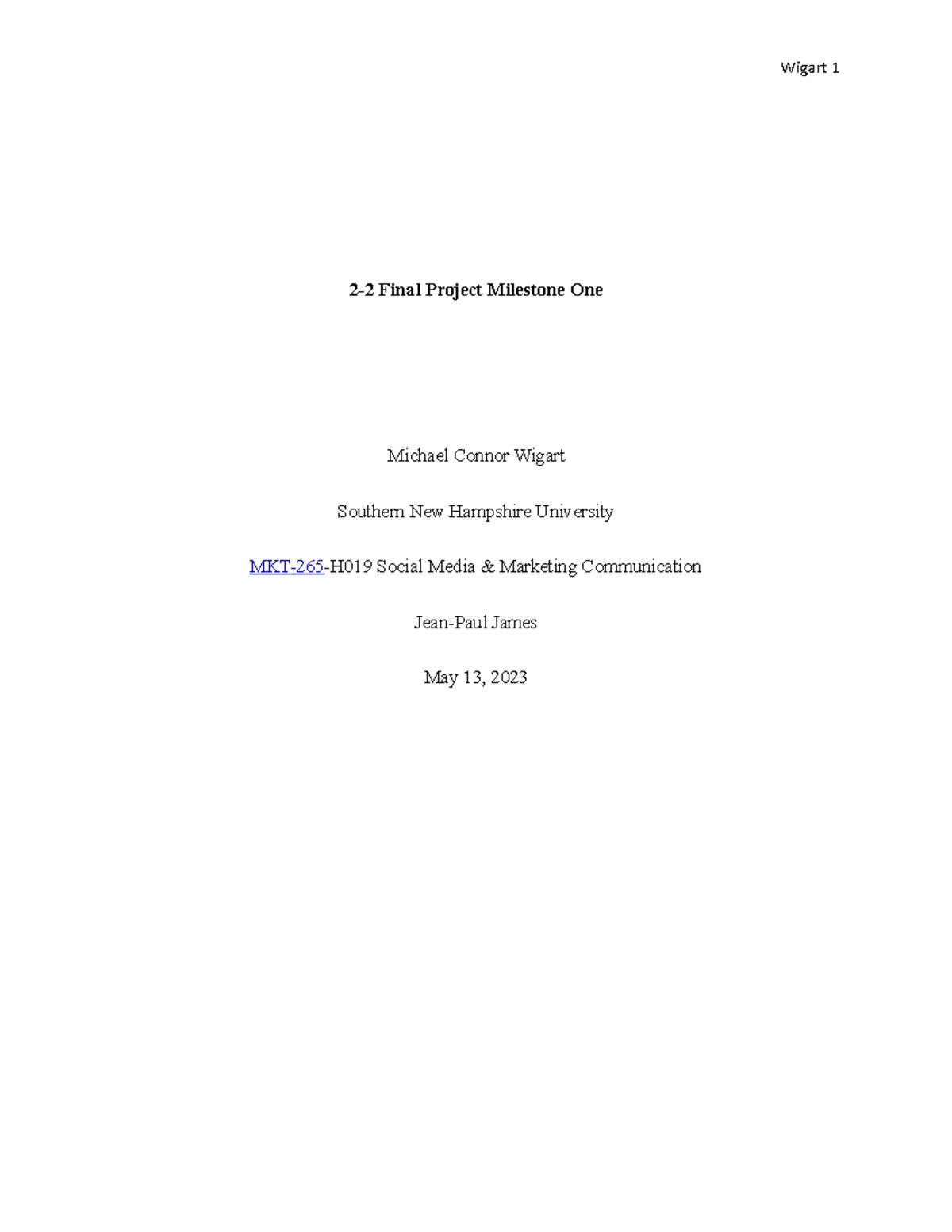 Milestone One Final Project - 2-2 Final Project Milestone One Michael ...