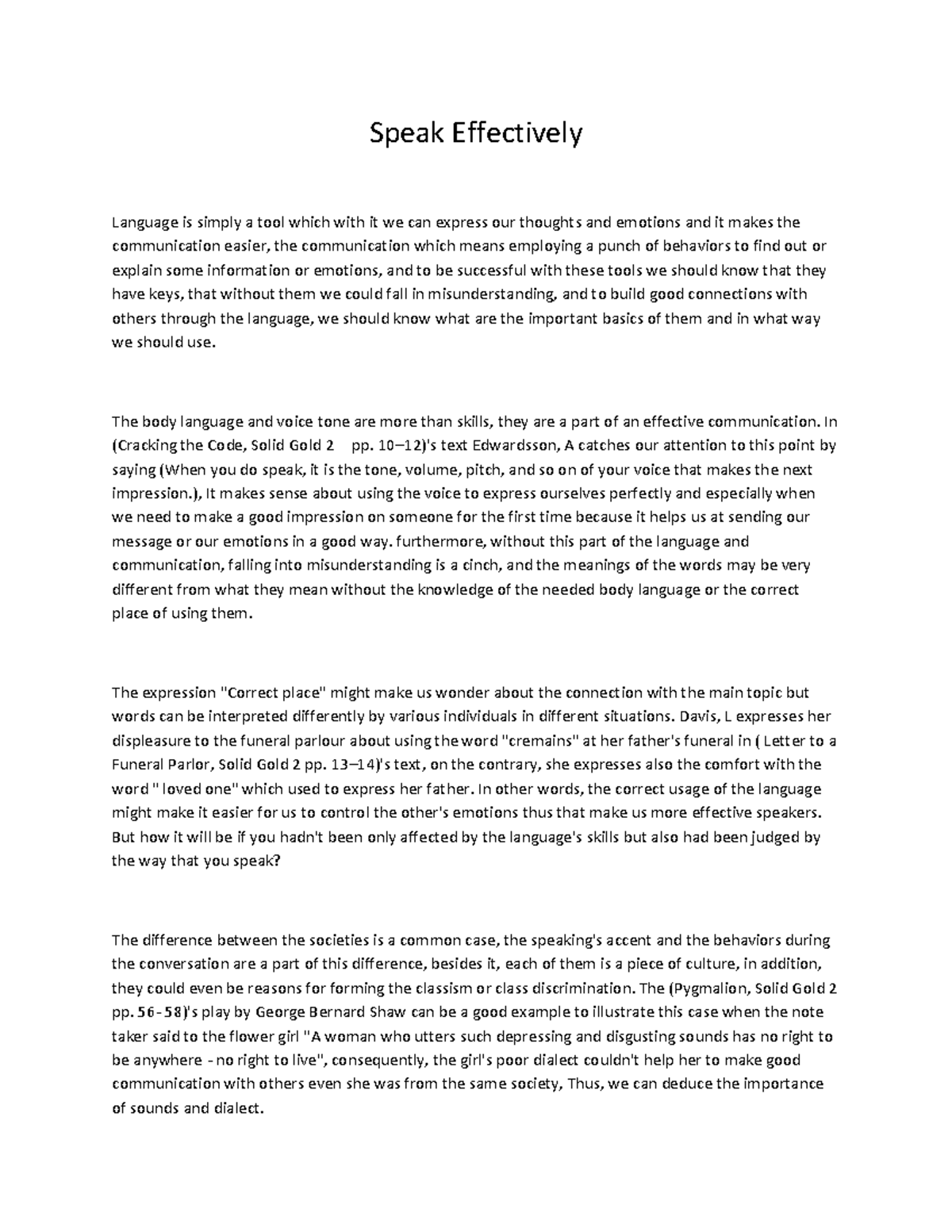 Speak Effectively - an essay for English 6 in the first assignment ...