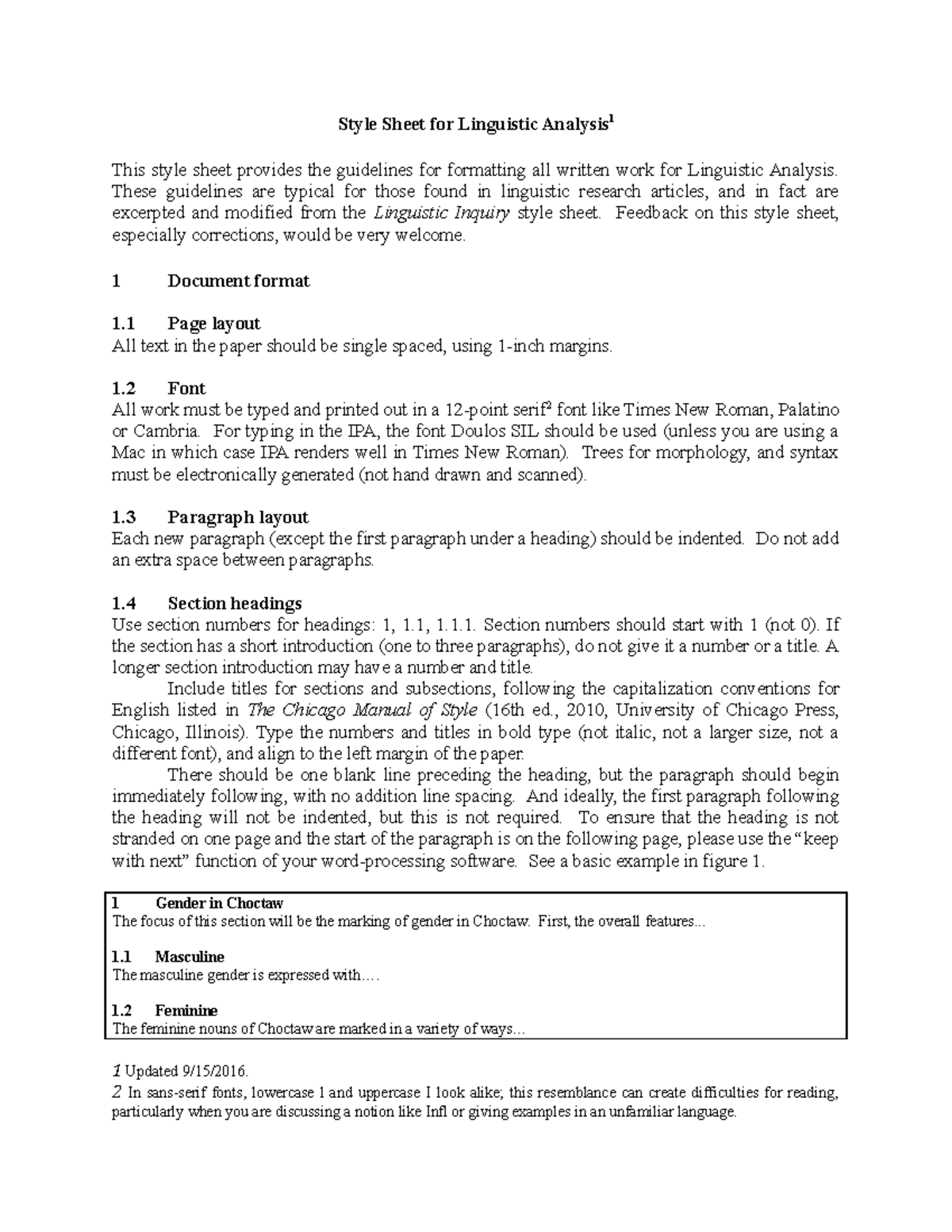 Linguistics Style Sheet - Style Sheet for Linguistic Analysis1 This ...