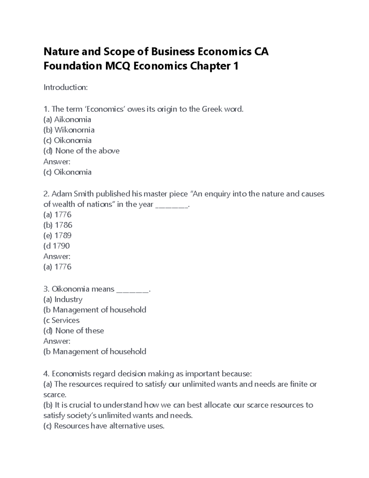 CA Faoundation business economic CH 1 - Nature and Scope of Business ...