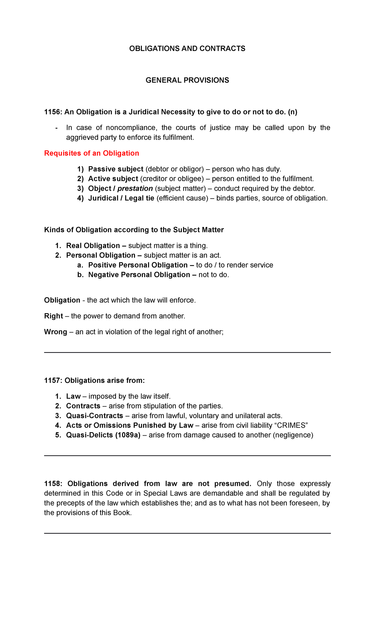 #1 Oblicon General Provisions - OBLIGATIONS AND CONTRACTS GENERAL ...