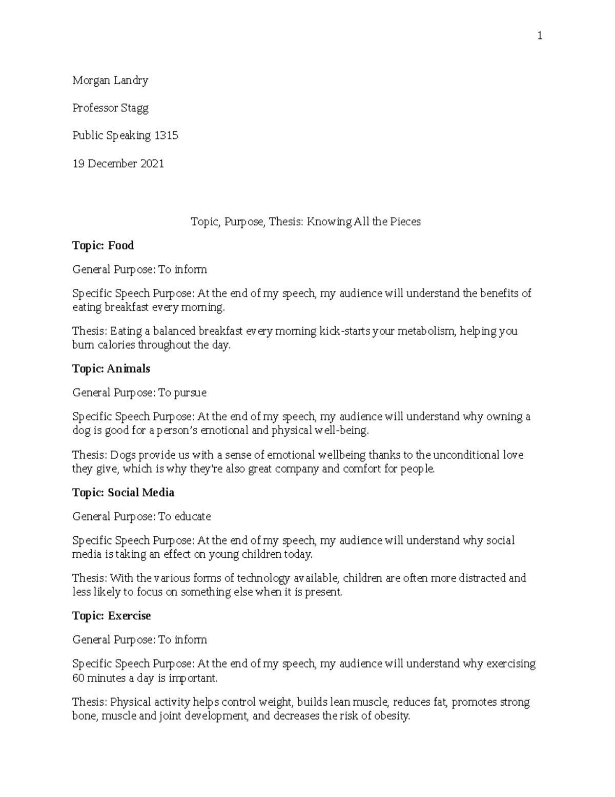 Knowing All the Pieces - course work - 1 Morgan Landry Professor Stagg ...