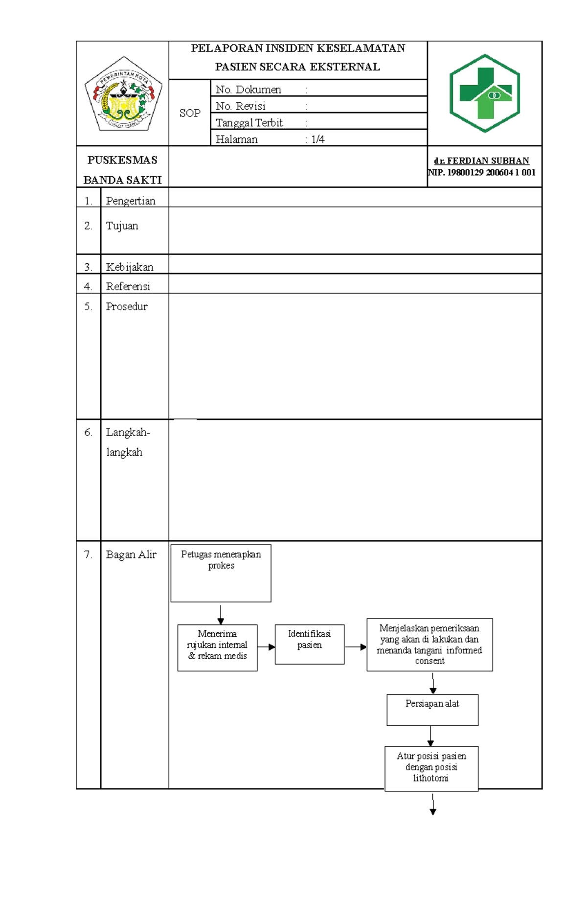1. contoh format SOP Puskesmas - PELAPORAN INSIDEN KESELAMATAN PASIEN ...