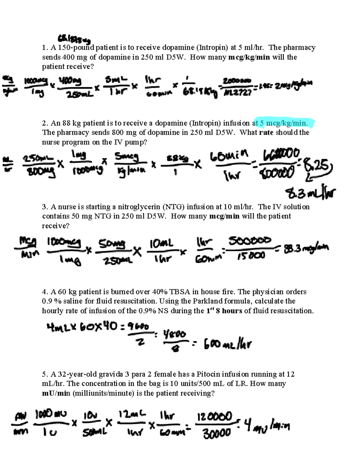 Medcalcexamplessummer 2024 - A 150-pound patient is to receive dopamine ...