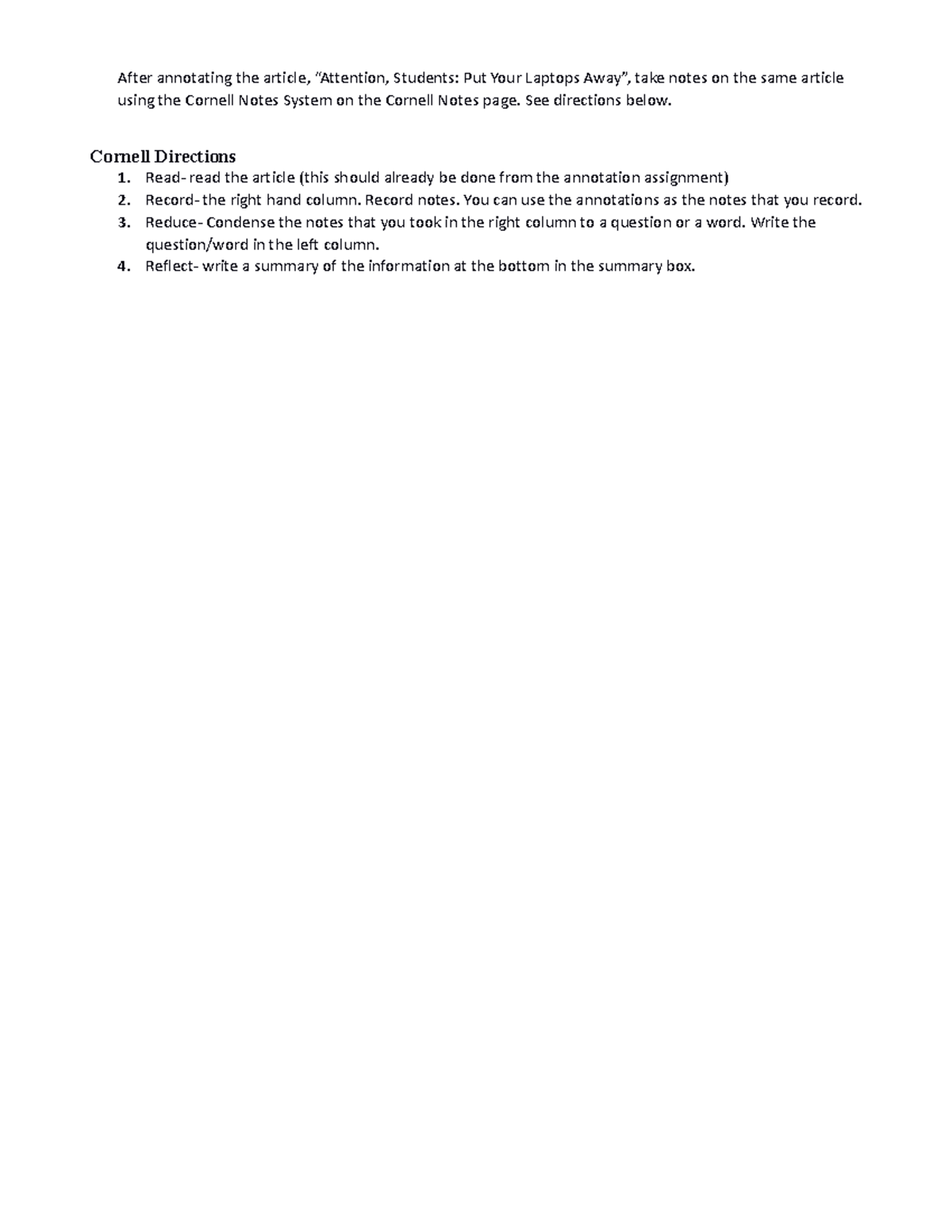 Chapter 9 Activity- Cornell Notes - After annotating the article ...