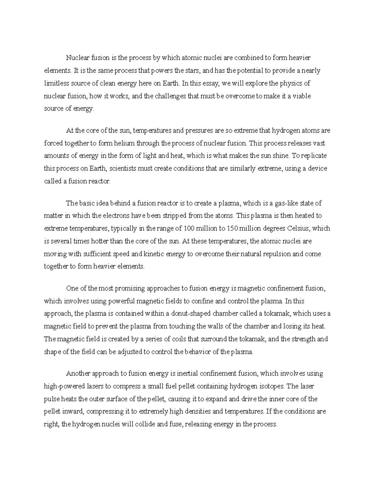 The Physics of Nuclear Fusion Harnessing the Power of the Stars ...