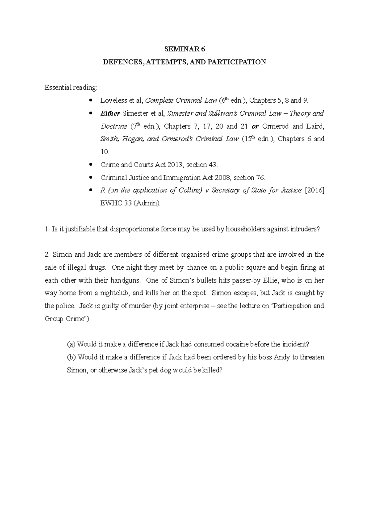 Seminar 6 Defences Attempts and Participation - SEMINAR 6 DEFENCES ...