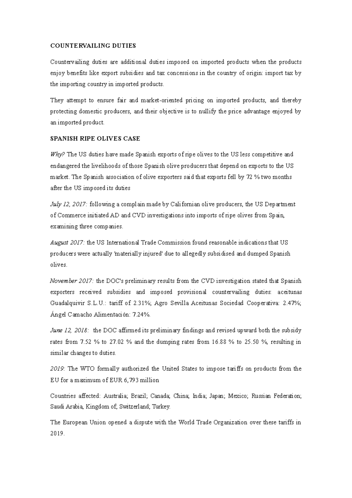Countervailing Duties ejemplo clase bilingüe - COUNTERVAILING DUTIES ...