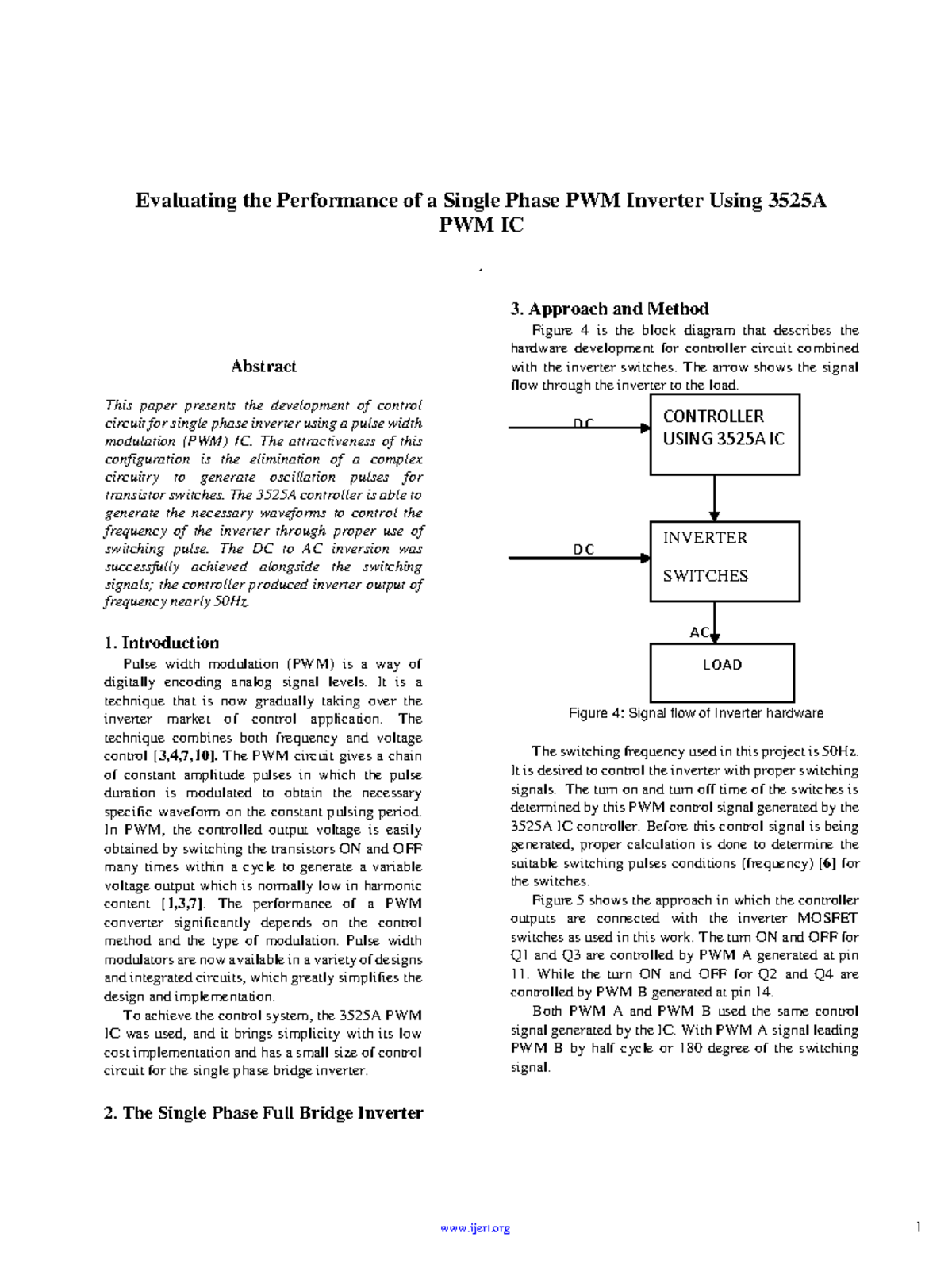 Evaluating the performance of a single phase pwm inverter using - Evaluating the Performance of ...