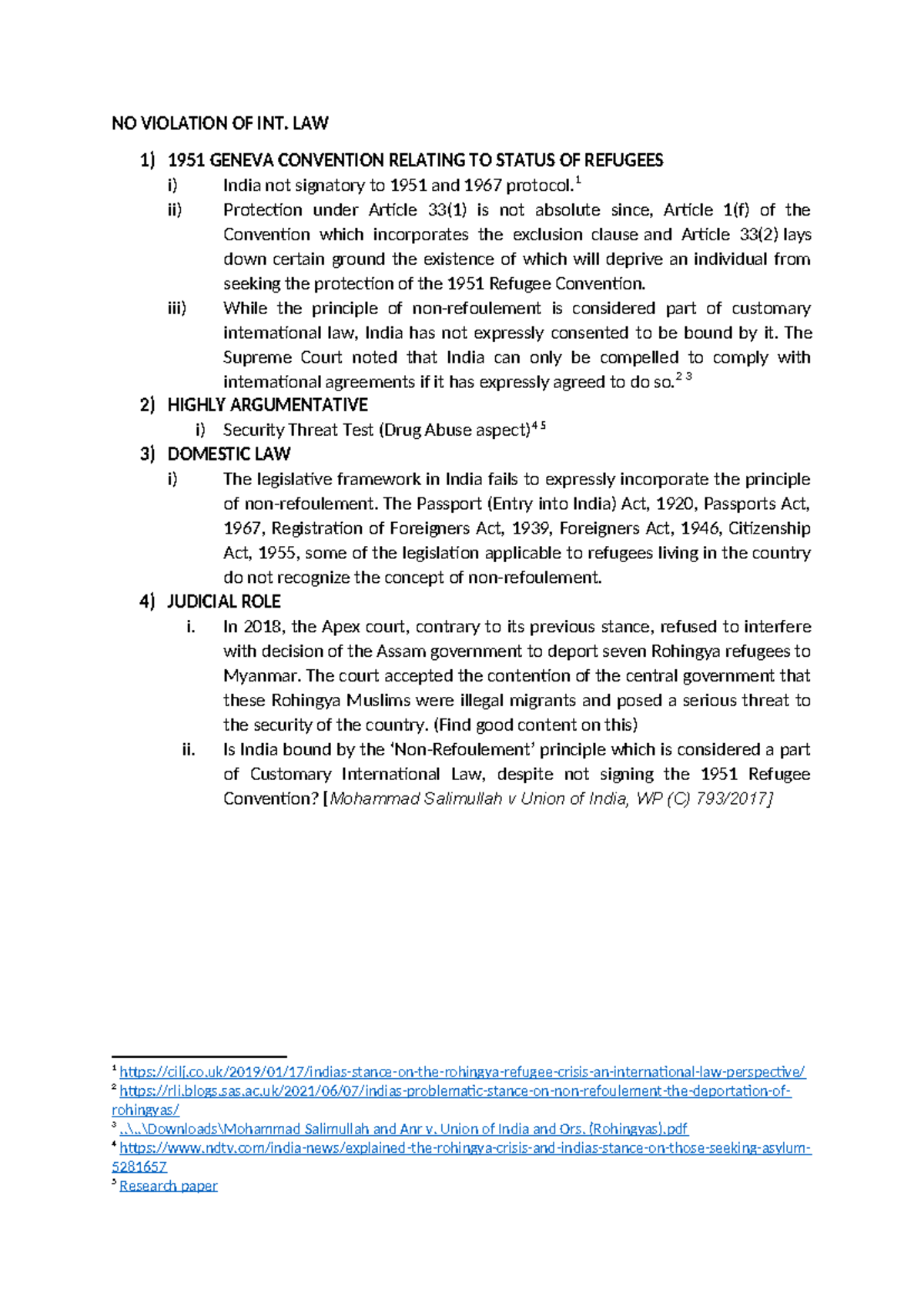 Rohingya Issue: Violation of International Obligations - NO VIOLATION ...