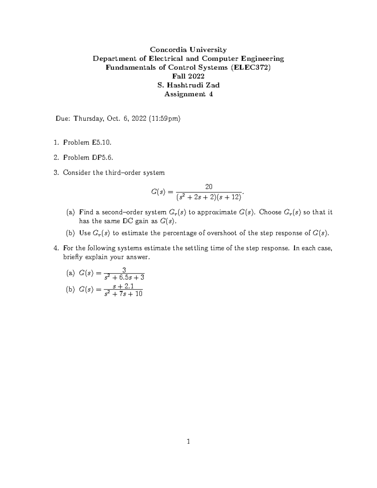Asn4 - assignment 4 - Concordia University Department of Electrical and ...