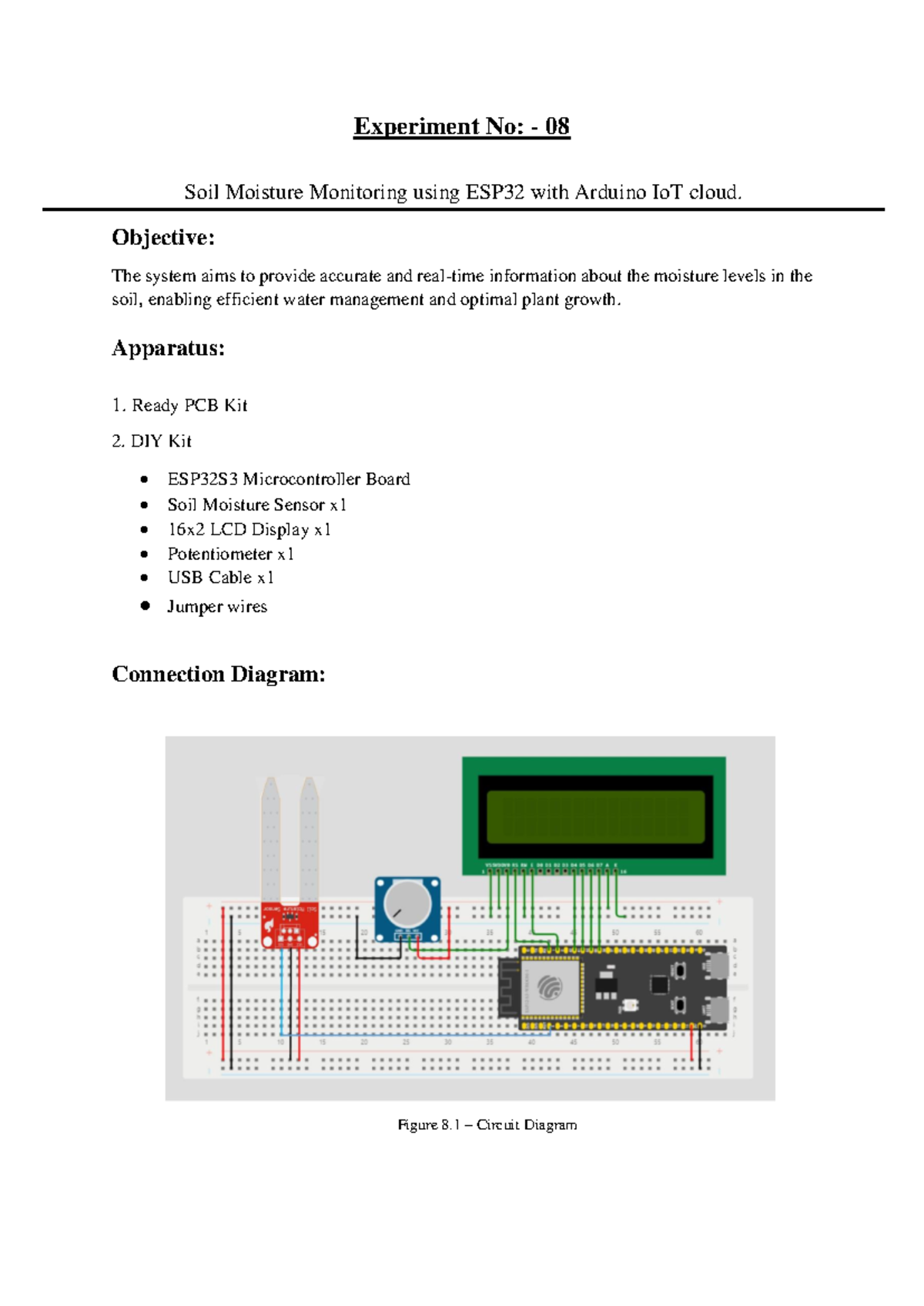 Experiment No - 08 - Soil - Experiment No: - 08 Soil Moisture Monitoring using ESP32 with ...