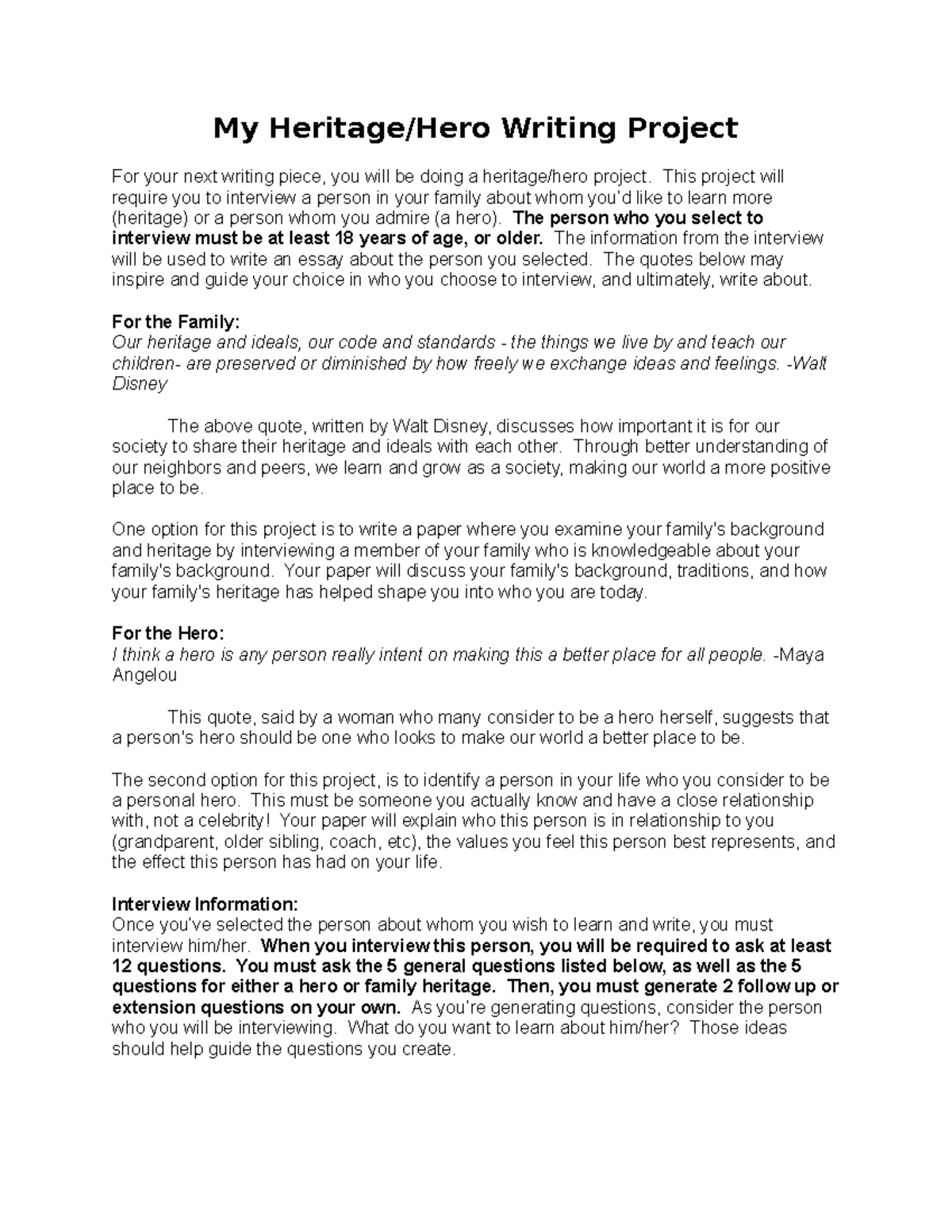 Heritage-Hero Writing Essay - My Heritage/Hero Writing Project For your ...