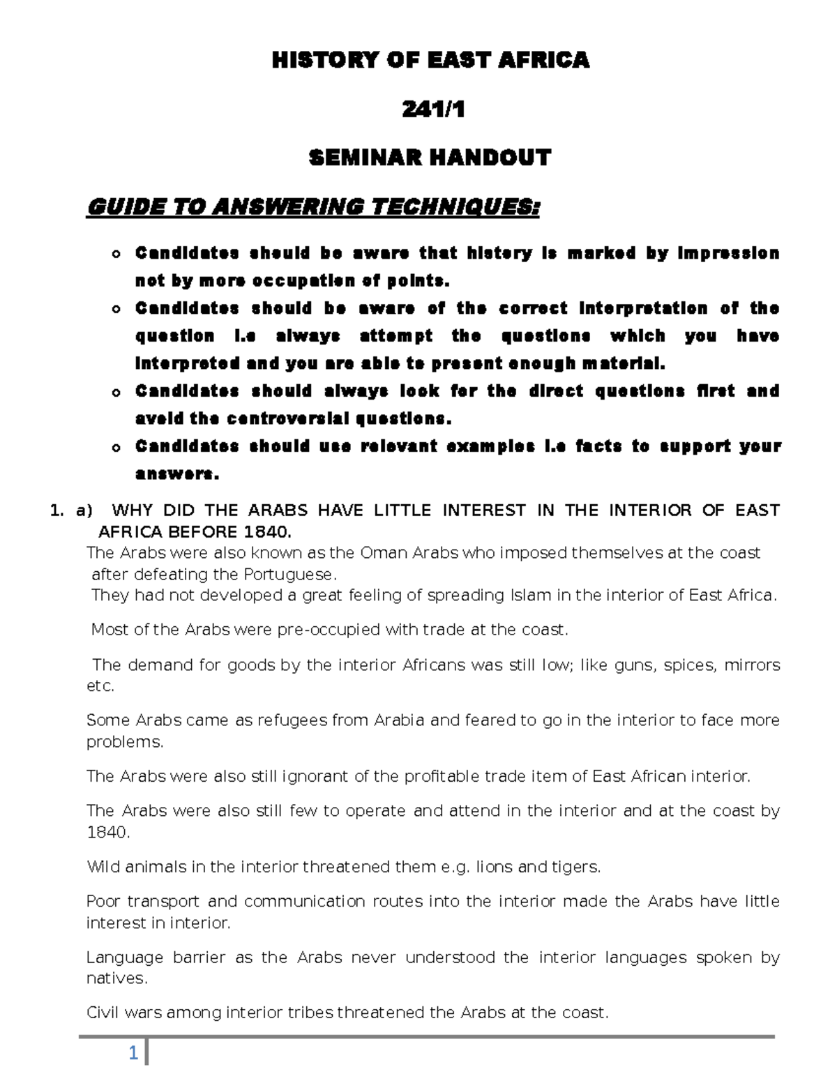 S1 101 1568624059 - History notes from East Africa - HISTORY OF EAST ...