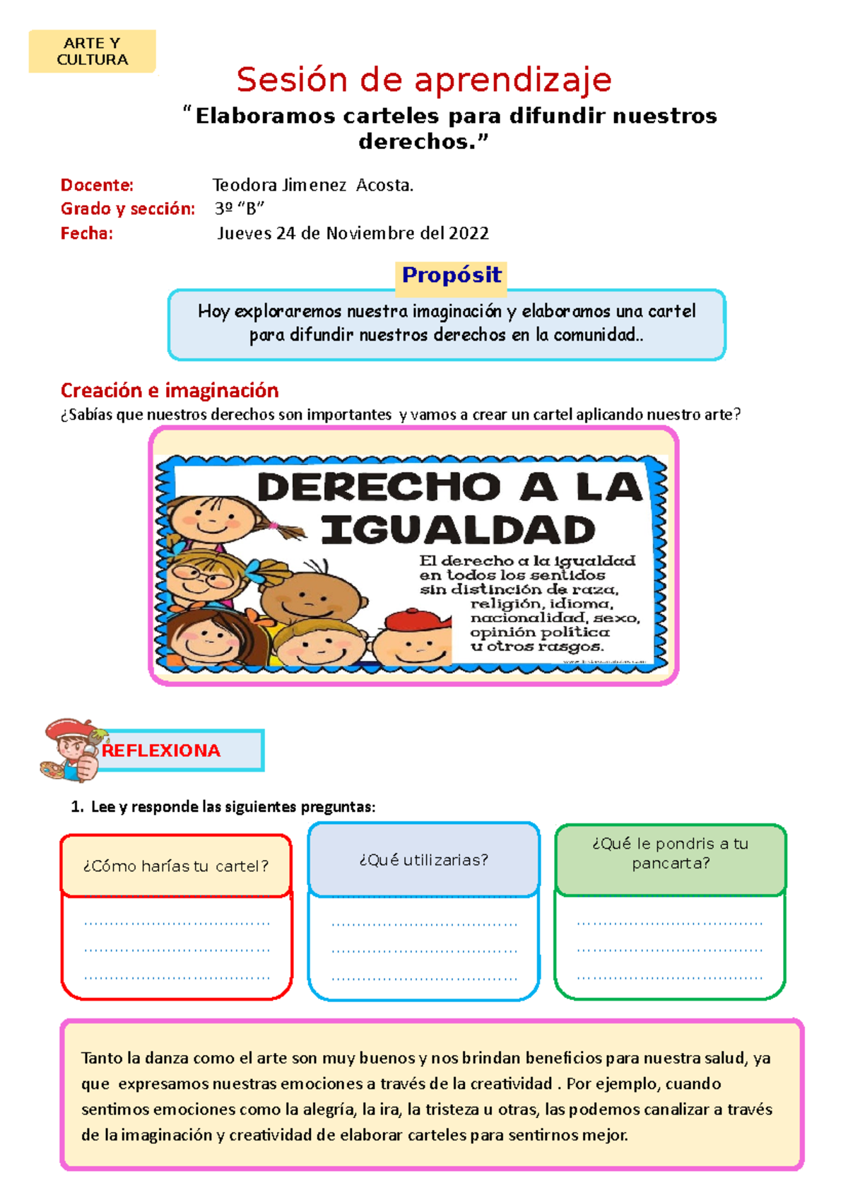 Elaboramos UN Cartel PARA Difundir LOS Derechos DEL NIÑO - Sesión de ...