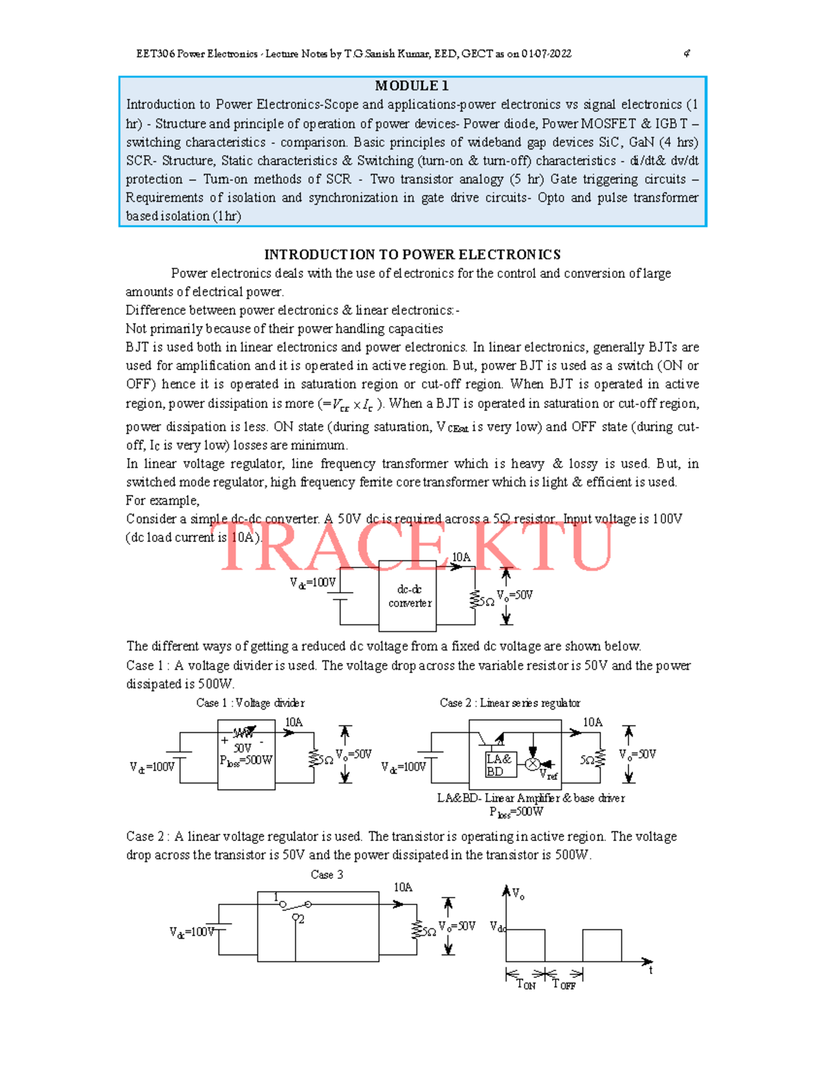 Module 1 - oops - MODULE 1 Introduction to Power Electronics-Scope and applications-power - Studocu