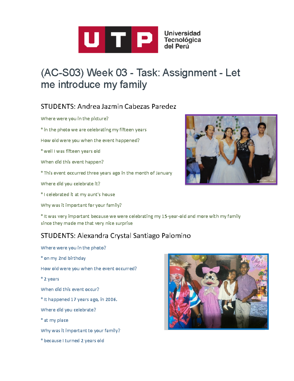 Trabajo de ingles semna 3 (1) - (AC-S03) Week 03 - Task: Assignment - Let me introduce my family ...