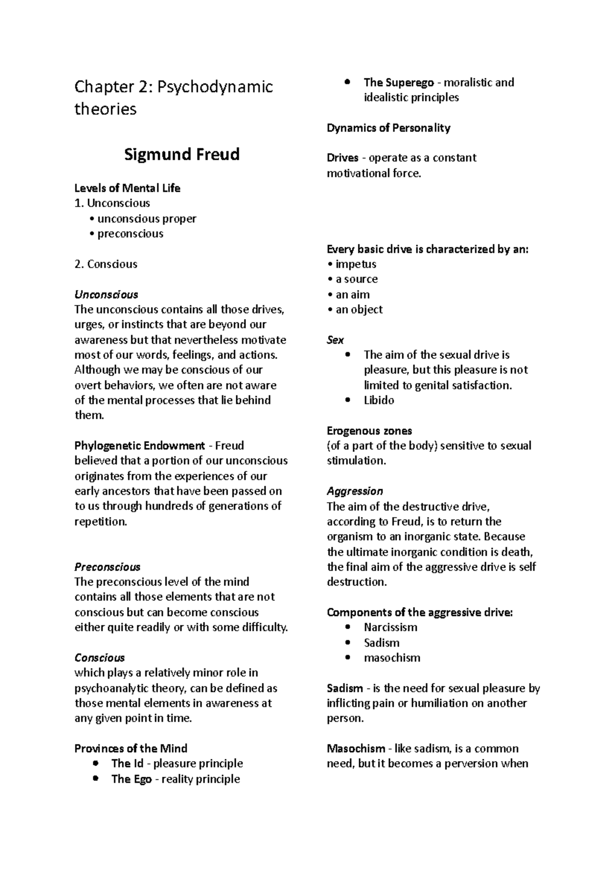 T.O.P Reviewer - Theories of Personality - SUMMARY - Chapter 2 ...