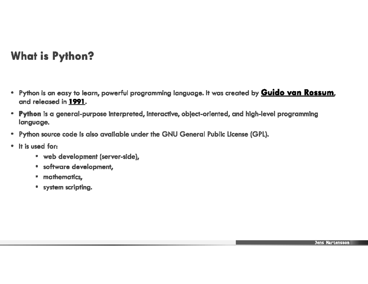 Mod1 Introduction Python Basics What Is Python Python Is An Easy